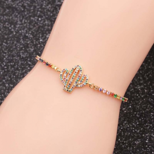 Wholesale Jewelry Copper Zirconium Cactus Adjustable Bracelet Vendors