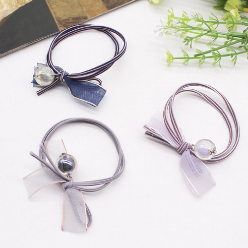 Rubber Band Fabric Floating Ribbon Bow Hair Band Pearl Hair Rope ...