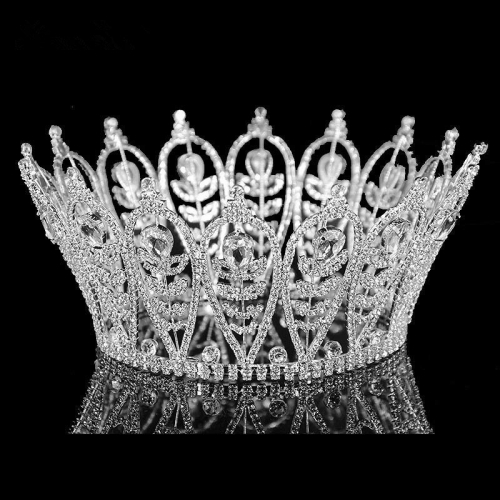 European Crystal Rhinestone Bridal Crown Beauty Pageant Leaves Full ...