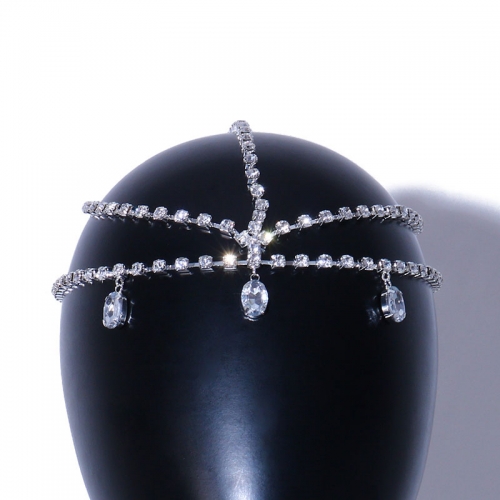 Multi-layer Forehead Chain Ethnic Drops Party Rhinestone Hair Chain ...