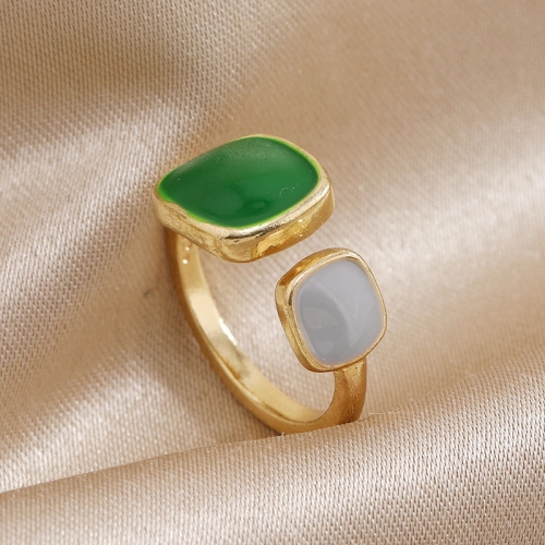 Fashion Minimalist Square Oil Drip Simple Open Alloy Joint Ring Distributor